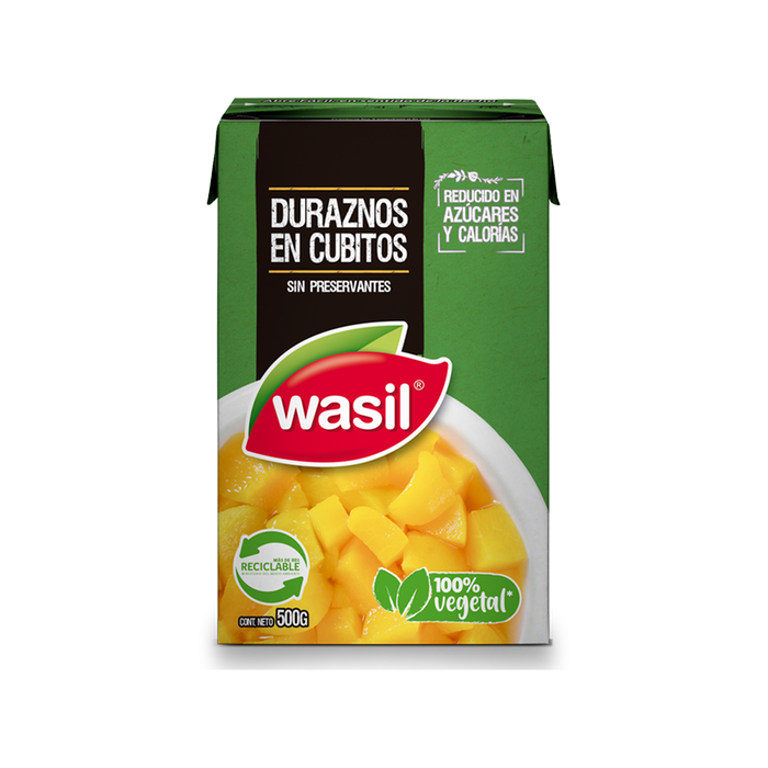 Duraznos En Cubitos Tetrapack Wasil por mayor en Adelco Distribuidora